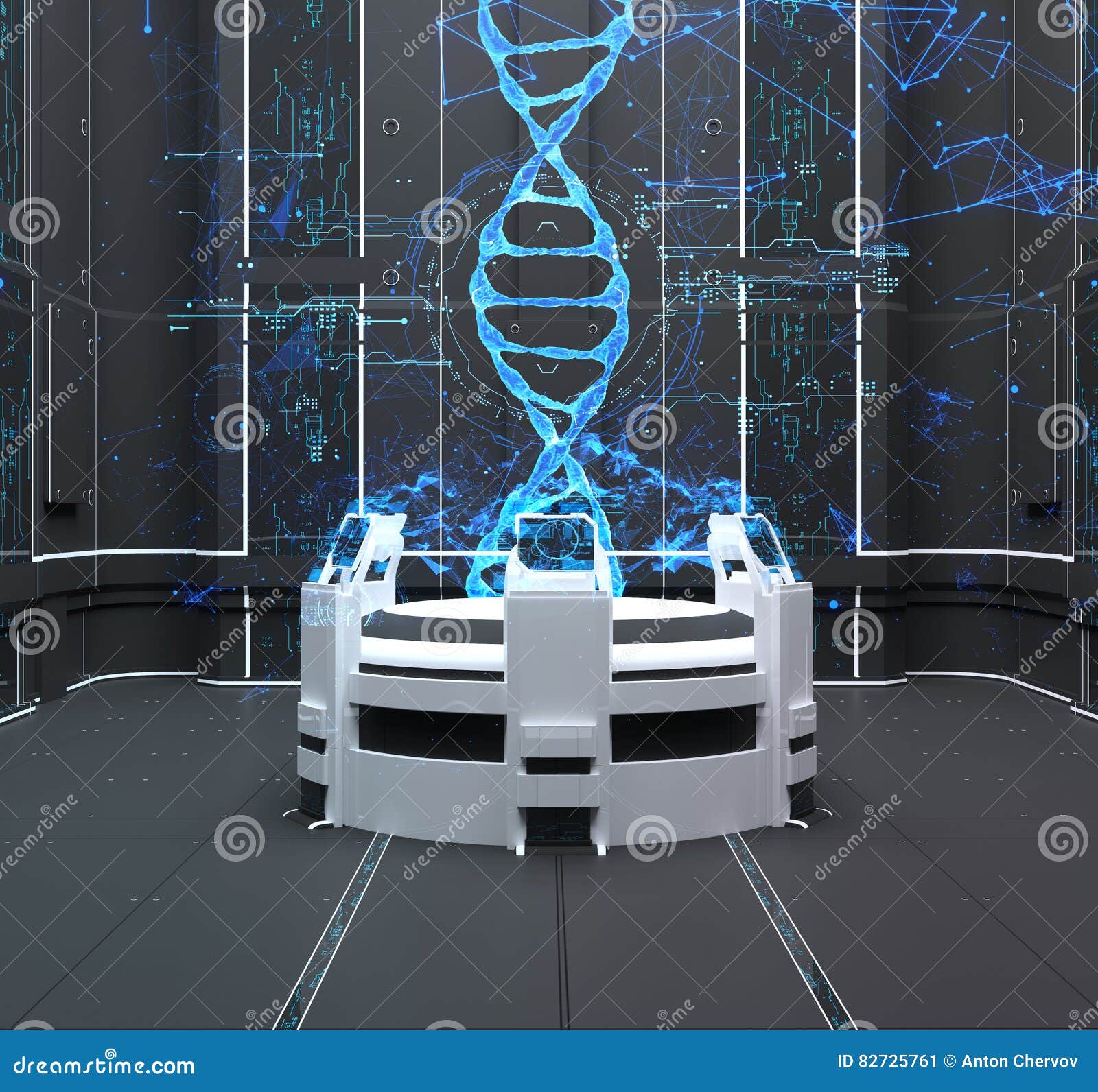 3D Rendering Of A Futuristic Sci-fi Interior Environment With ...