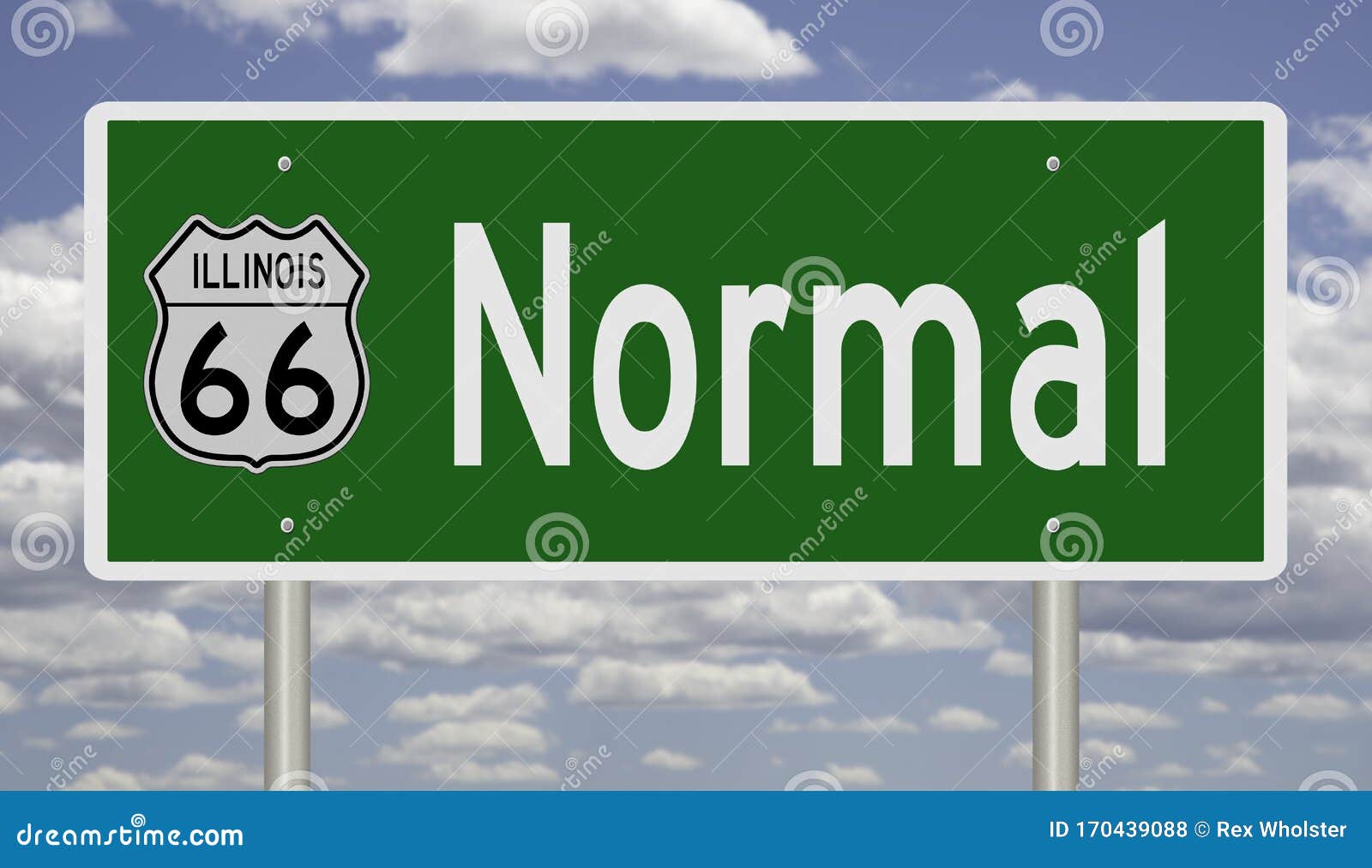 Road Sign for Normal Illinois on Route 66 Stock Illustration ...