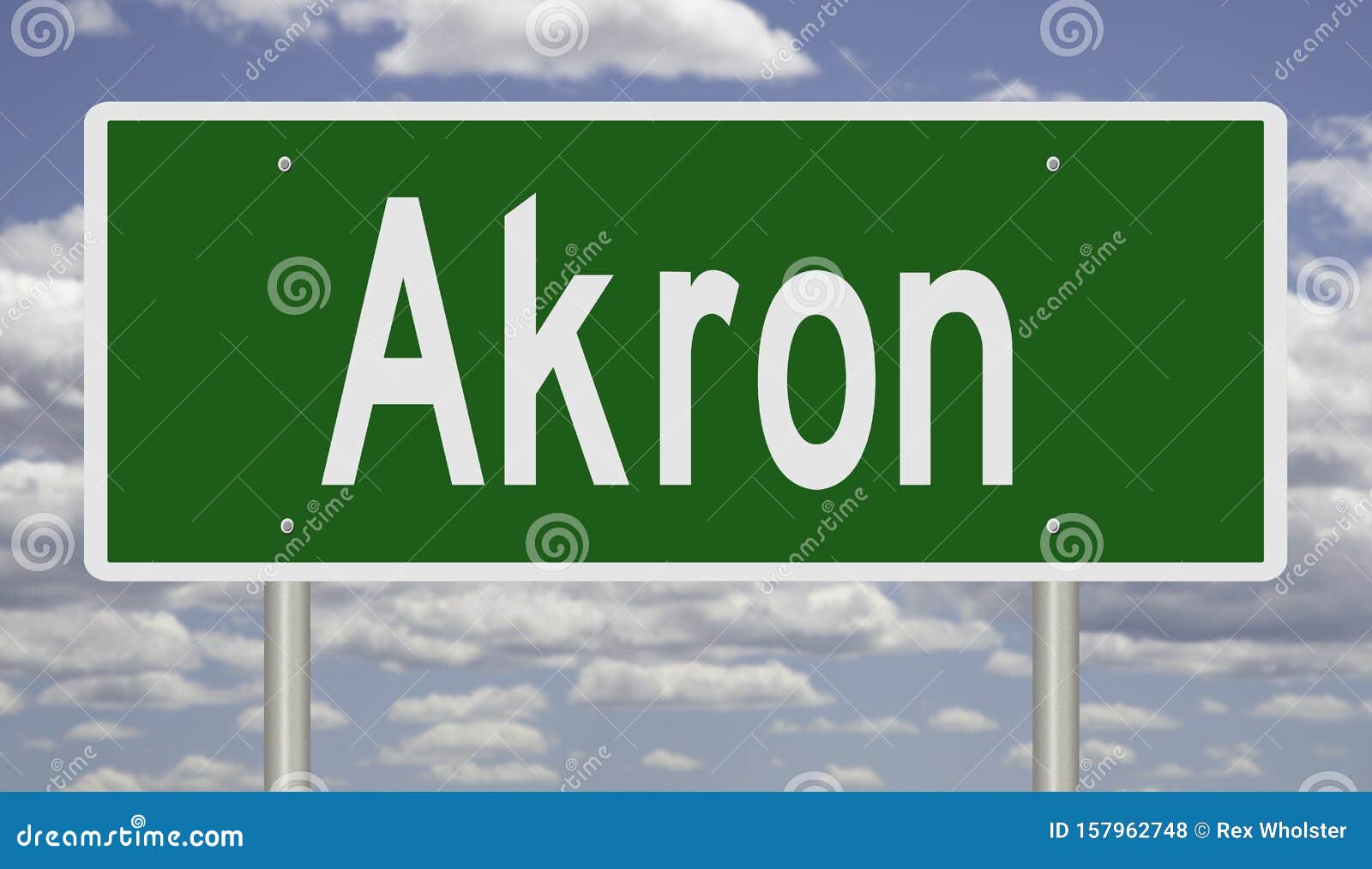 Highway Sign for Akron Ohio Stock Illustration - Illustration of ...
