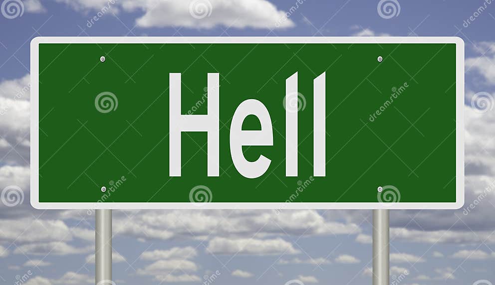 Highway sign for Hell stock illustration. Illustration of hell - 158409114