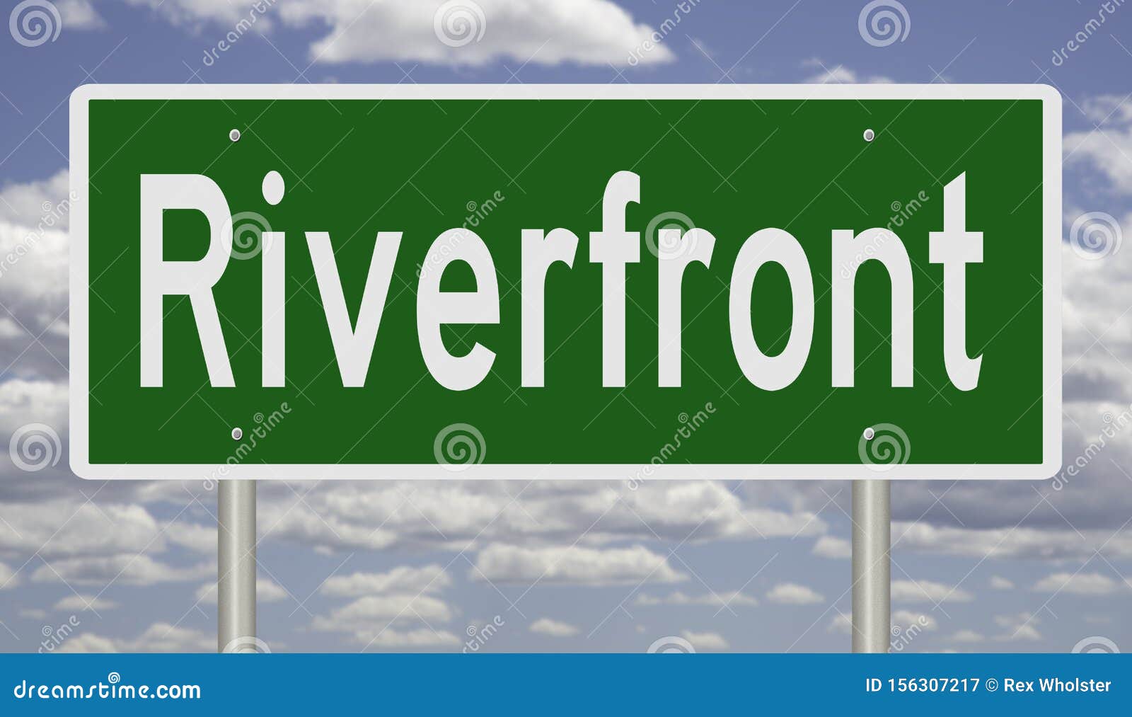 Highway Sign for Riverfront Stock Illustration - Illustration of auto ...