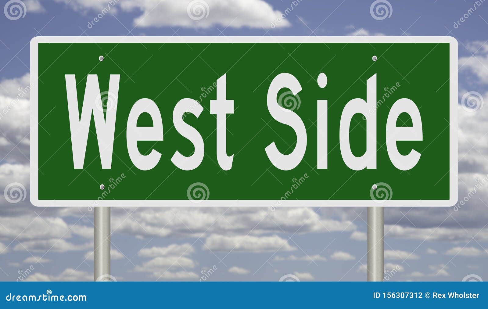 Highway sign for West Side stock illustration. Illustration of street ...