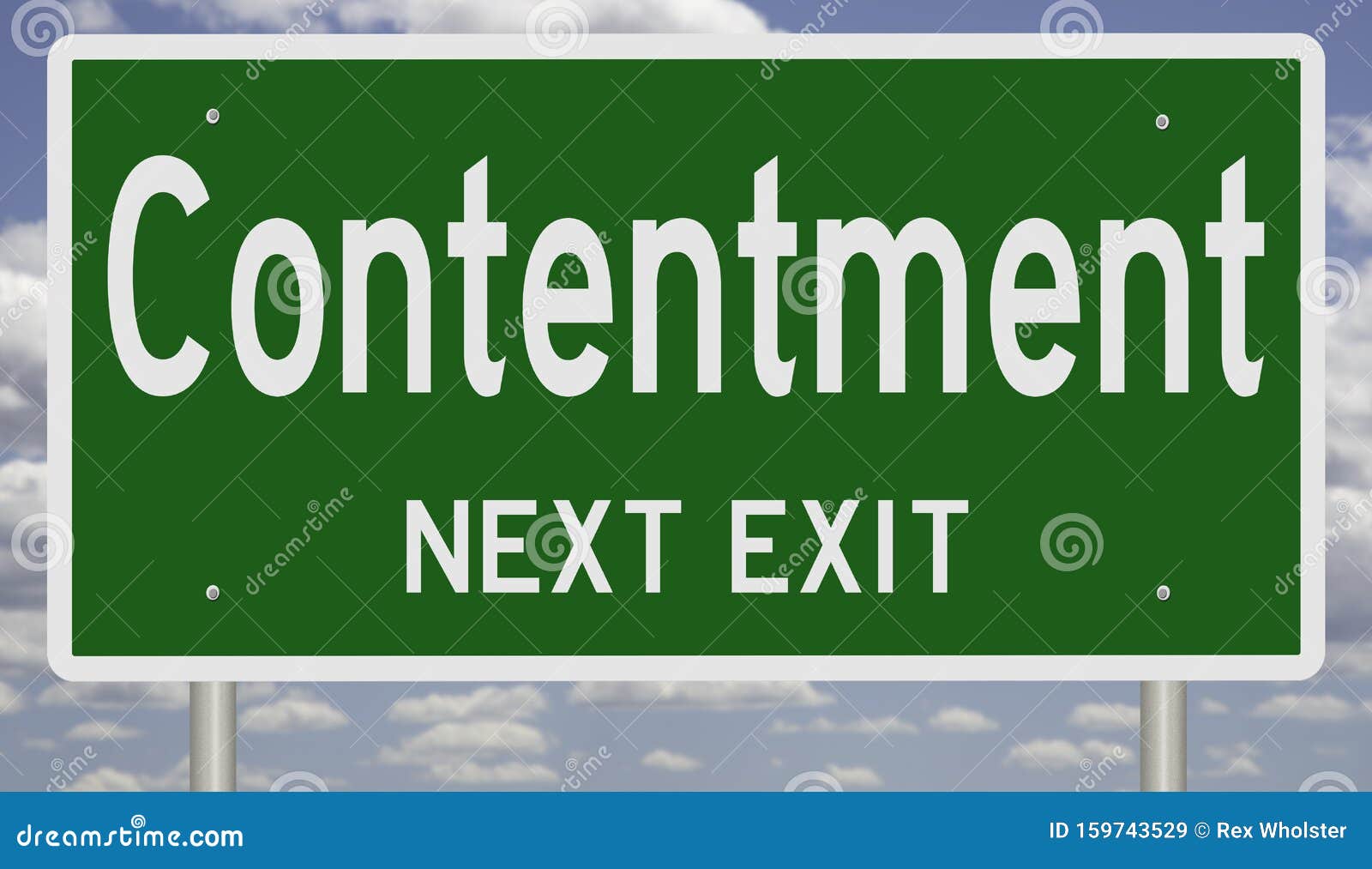 Contentment Next Exit Road Sign Stock Illustration - Illustration of ...
