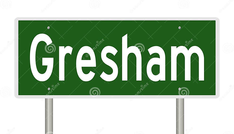 Road Sign for Gresham Oregon Stock Illustration - Illustration of city ...