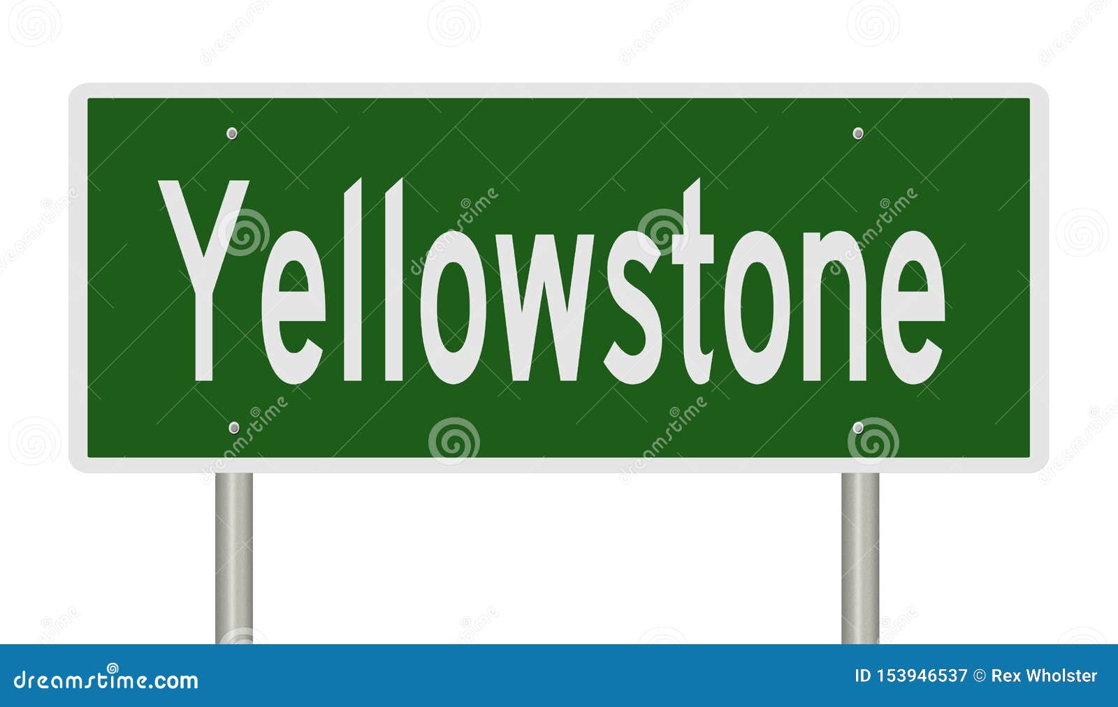 Highway Sign for Yellowstone Stock Illustration - Illustration of ...