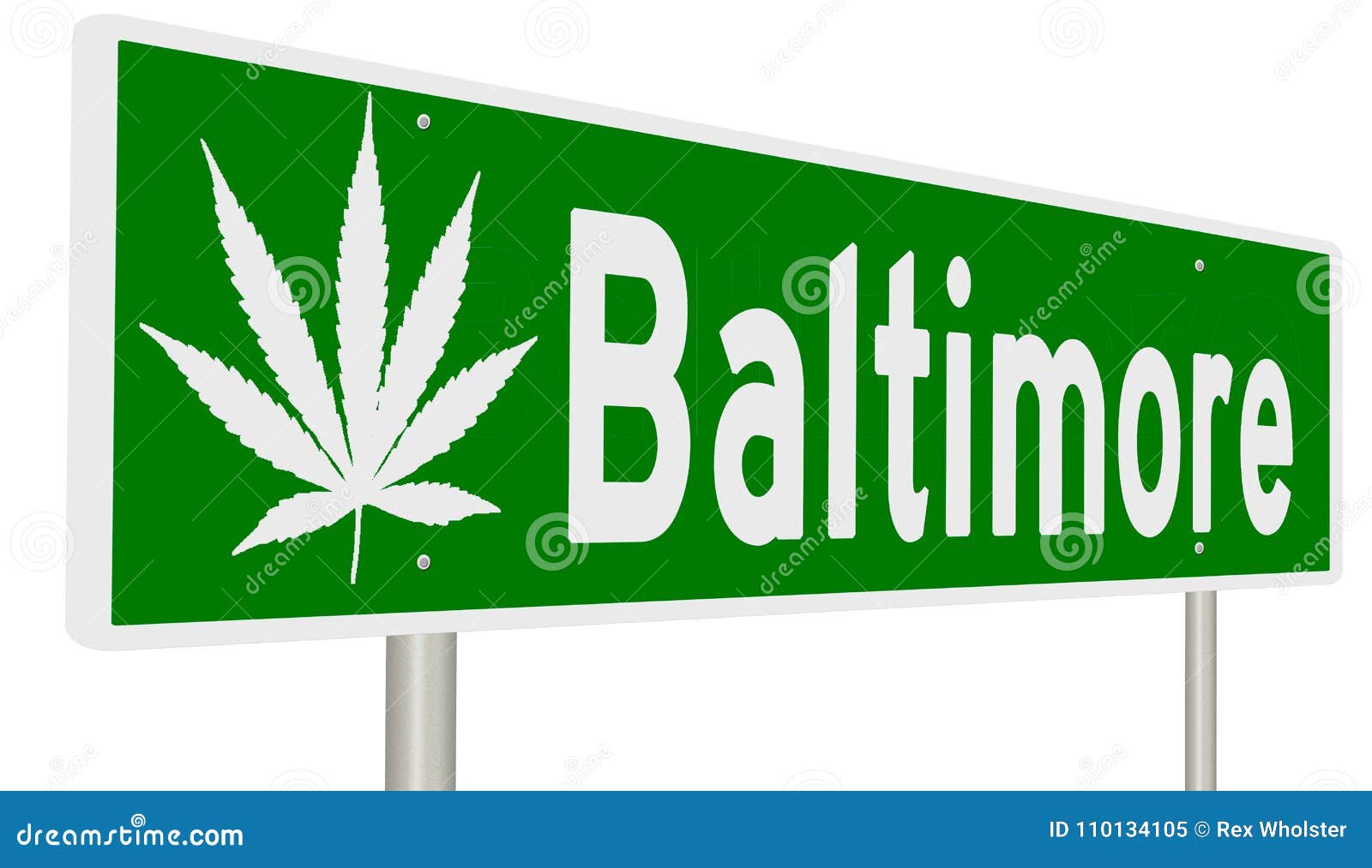 Baltimore Highway Sign with Marijuana Leaf Stock Image - Image of ...