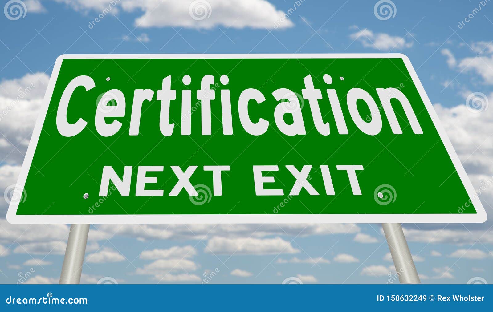 Green Certification Next Exit Sign Stock Illustration - Illustration of ...