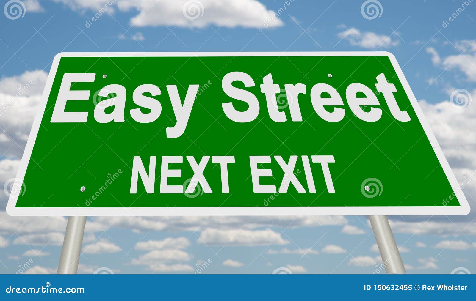 Green Easy Street Next Exit Sign Stock Illustration - Illustration of ...