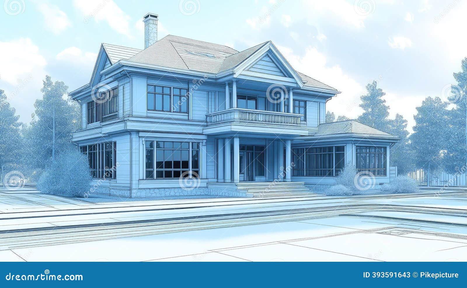 Cad 3d Rendering Of A A House Plan On The Computer, Mockup Of House ...