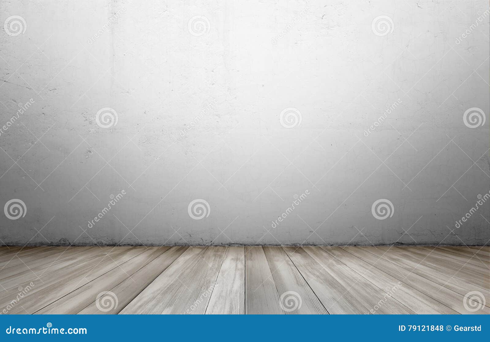 Rendering of Interior with Concrete Wall and Wooden Floor. Stock Photo ...