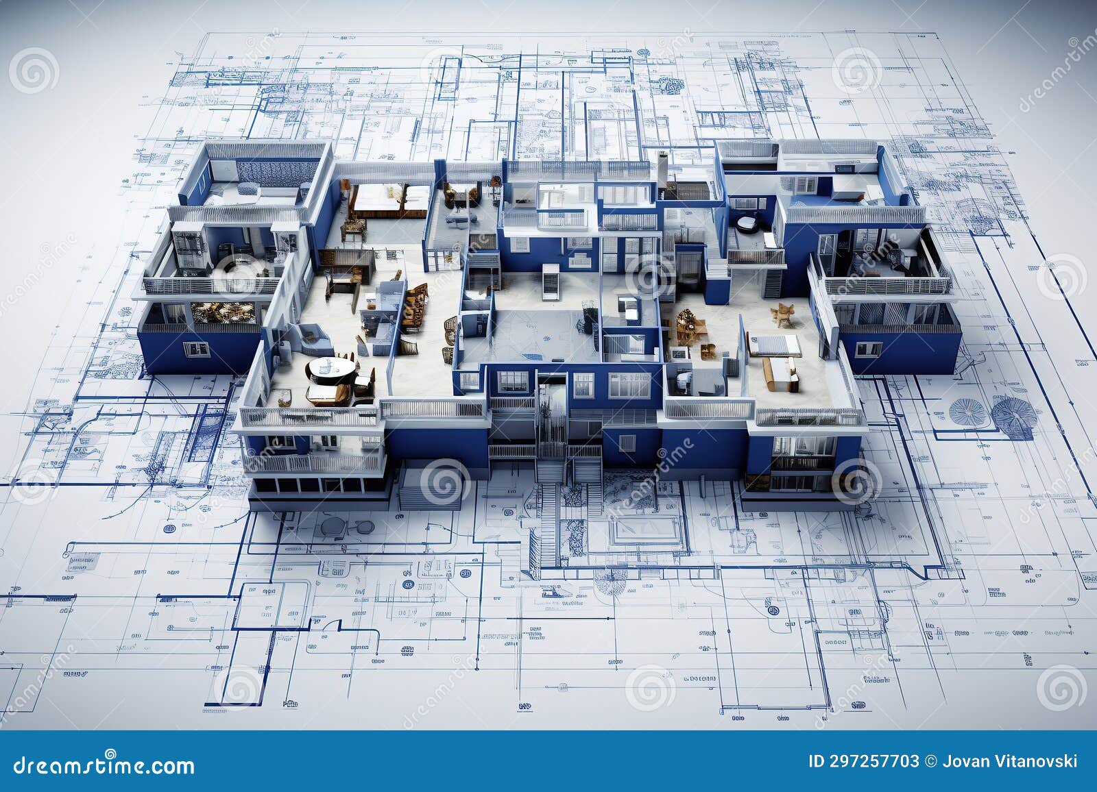 Rendering of the Mock-up of the Architectural Plan, Stock Illustration ...