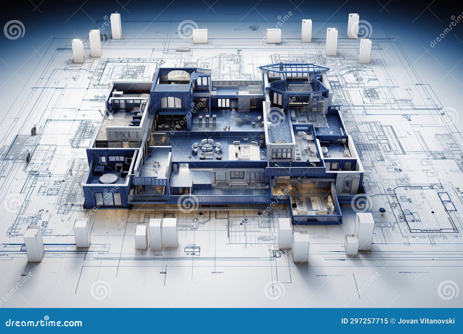 Rendering of the Mock-up of the Architectural Plan, Stock Illustration ...