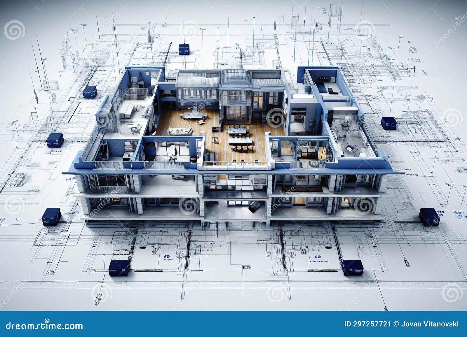 Rendering of the Mock-up of the Architectural Plan, Stock Illustration ...