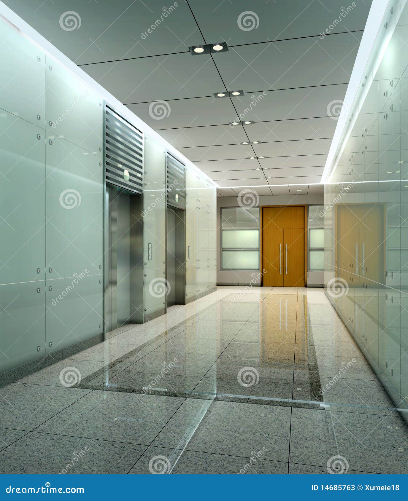 Rendering modern corridor stock illustration. Illustration of floor ...