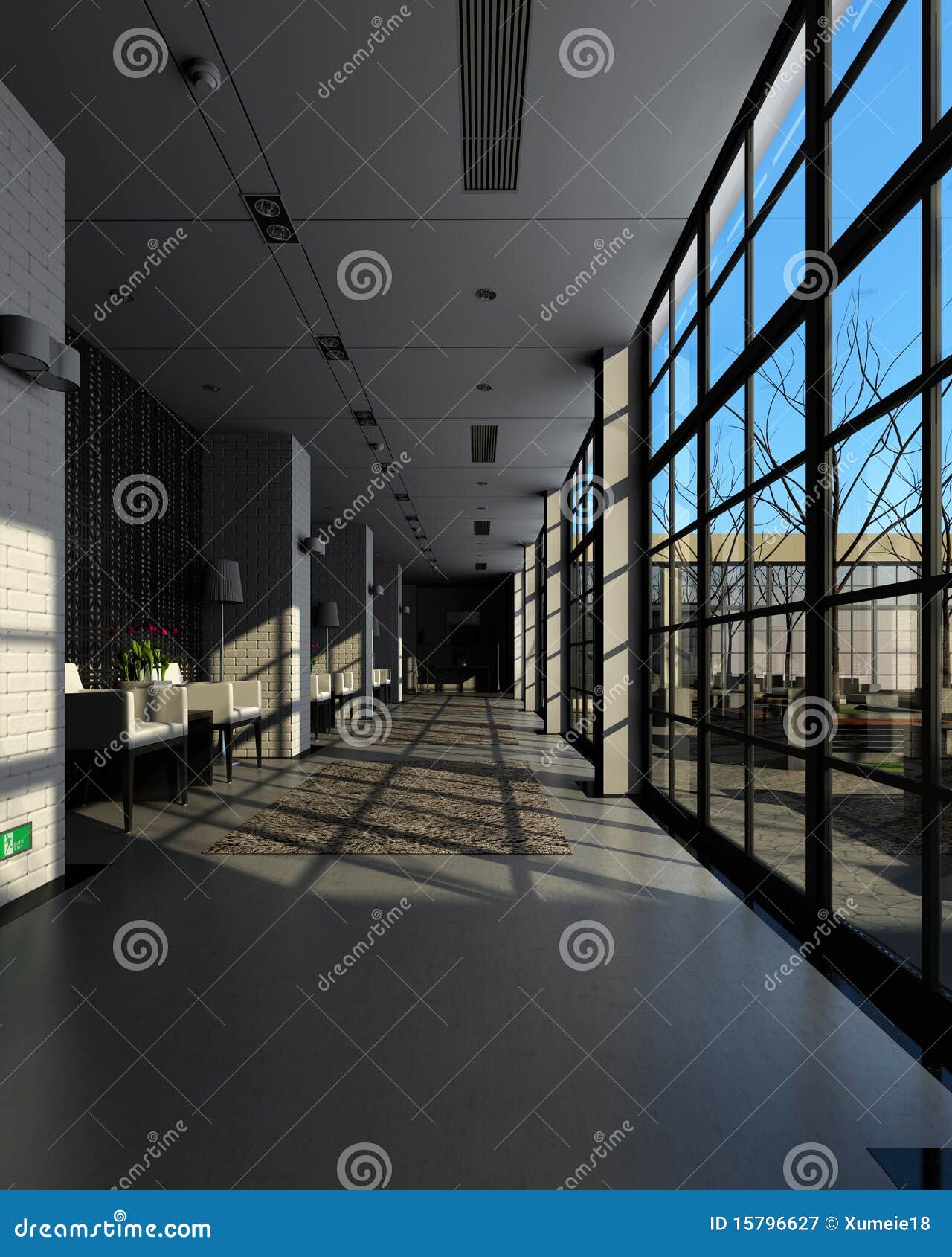 Rendering modern corridor stock illustration. Illustration of apartment ...