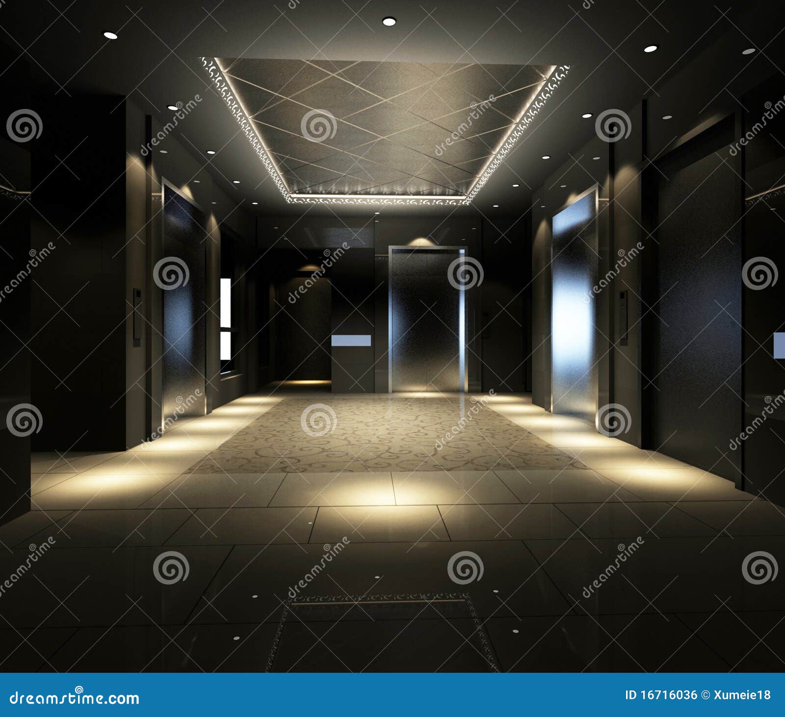 Rendering modern corridor stock illustration. Illustration of design ...