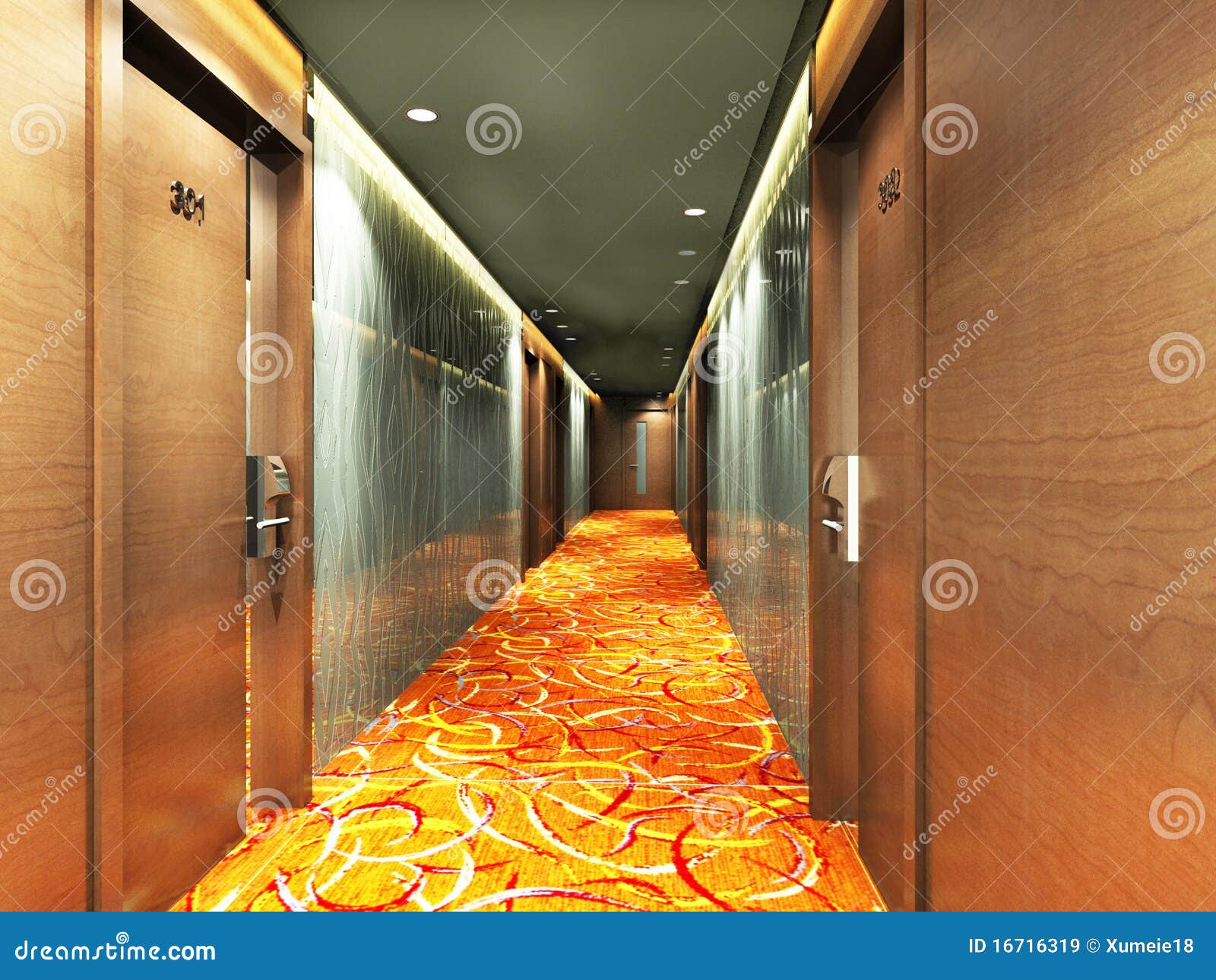 Rendering modern corridor stock illustration. Illustration of house ...
