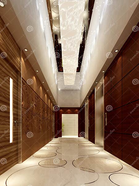 Rendering modern corridor stock illustration. Illustration of mansion ...