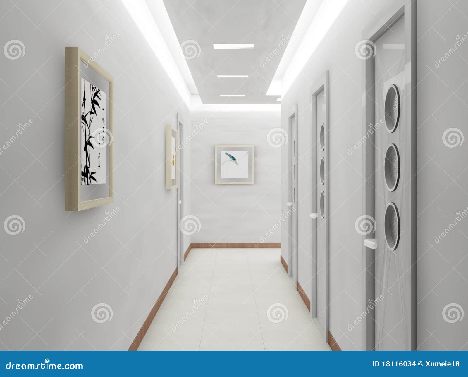 Rendering modern corridor stock illustration. Illustration of living ...
