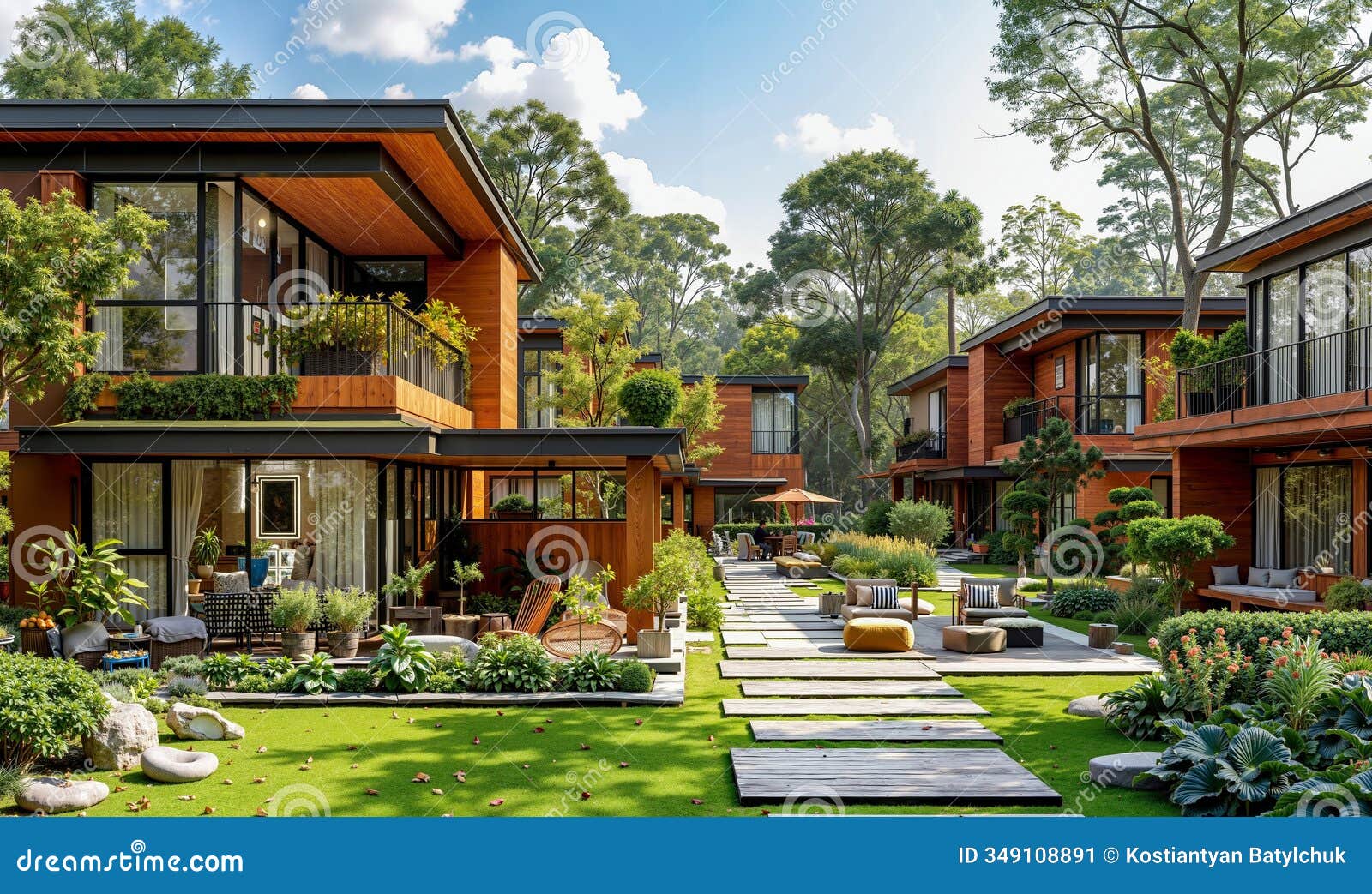 A Rendering of a Modern House Surrounded by Lush Greenery and Trees ...