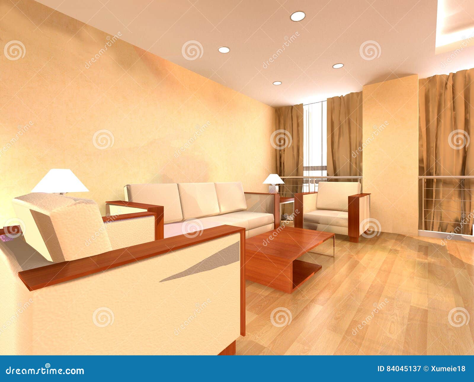 Rendering Modern Office Interior Stock Illustration - Illustration of ...