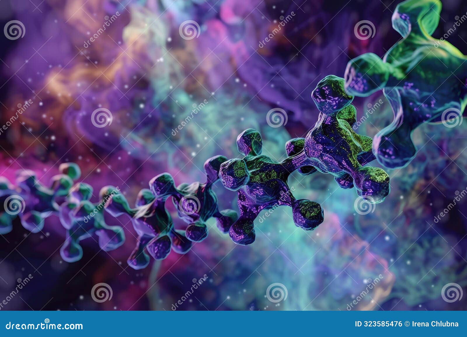 Rendering of a Molecular Structure with Colorful Atoms and Bonds Amidst ...