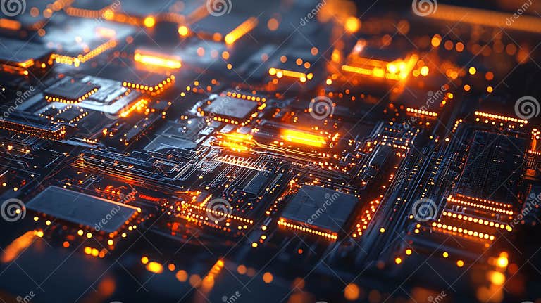 A Rendering of a Quantum Computer S Electronic Circuit Board in 3D. Stock Image - Image of ...