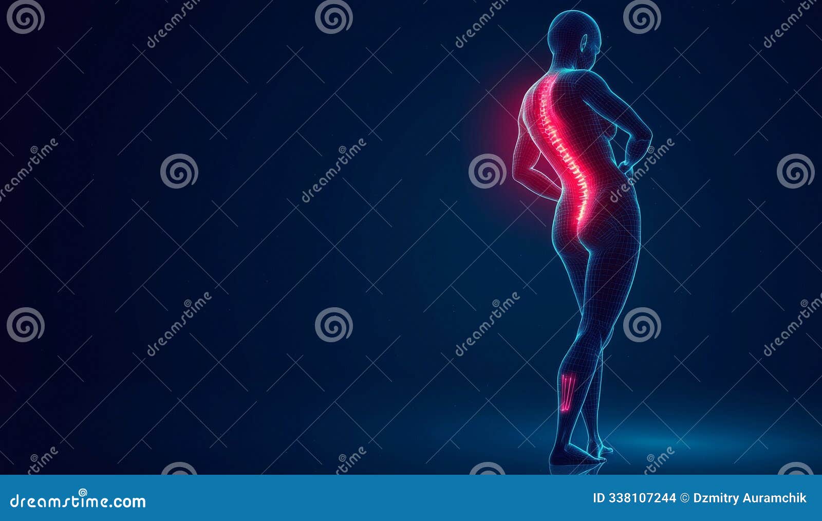 Rendering of an X-ray of a Man with Severe Back Pain and Intervertebral ...