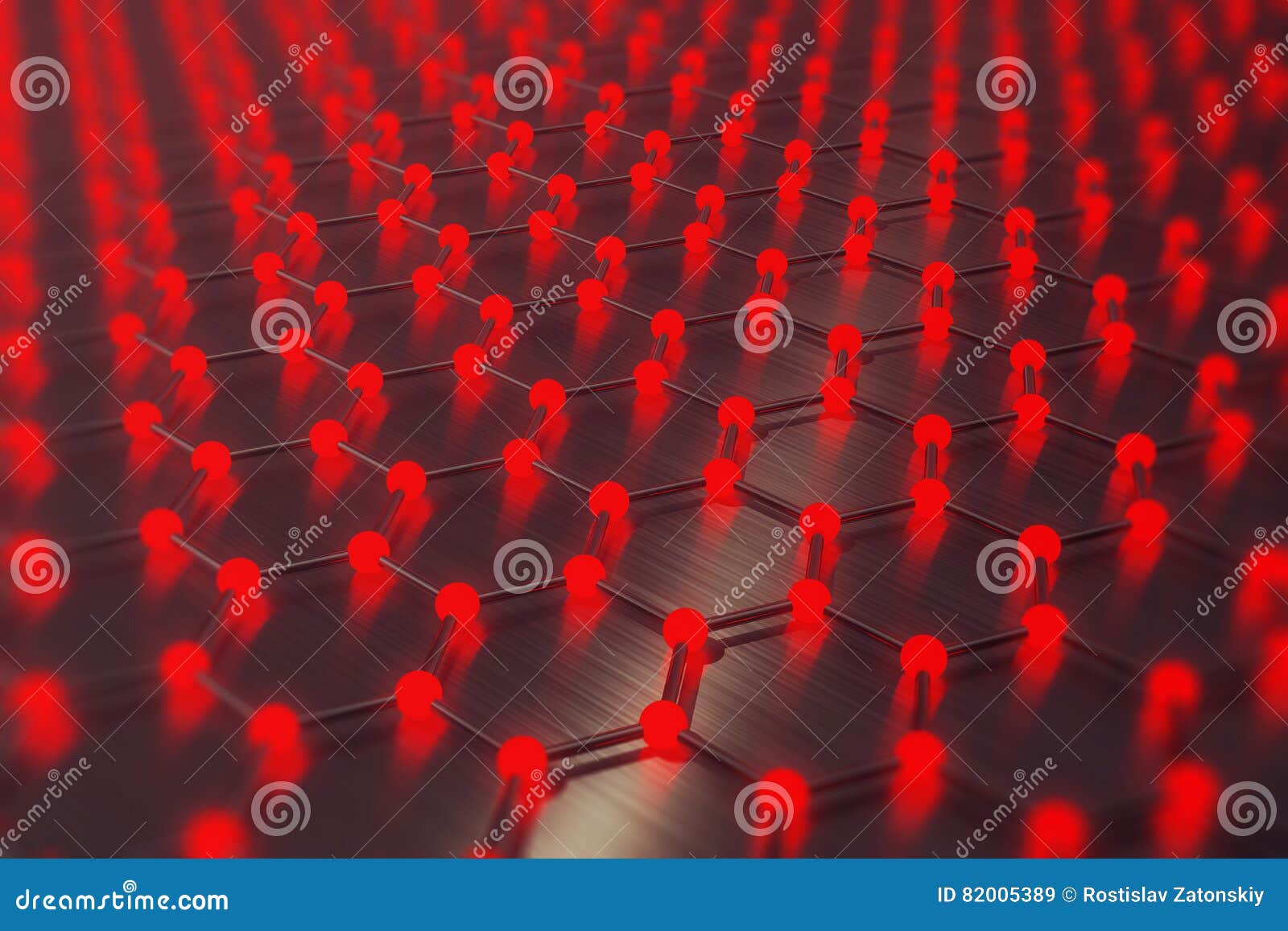 Rendering Red Abstract Nanotechnology Hexagonal Geometric Form Close-up ...