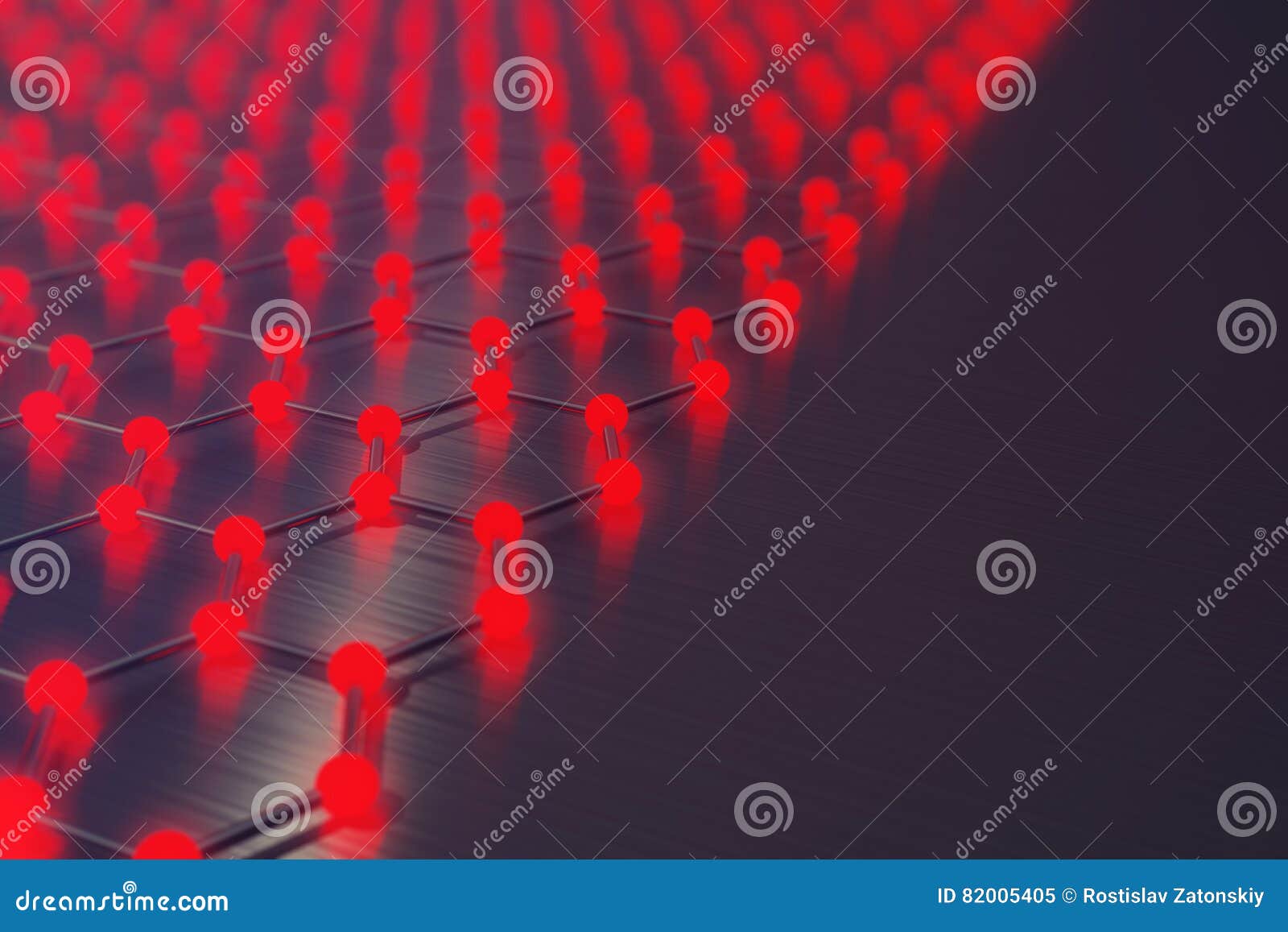 Rendering Red Abstract Nanotechnology Hexagonal Geometric Form Close-up ...
