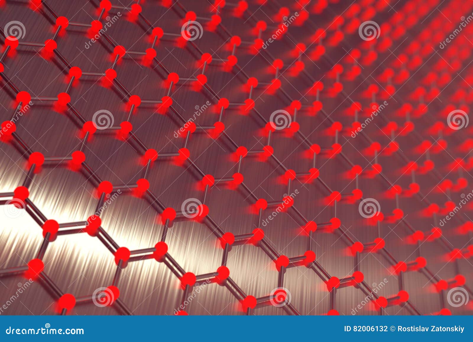 Rendering Red Abstract Nanotechnology Hexagonal Geometric Form Close-up ...