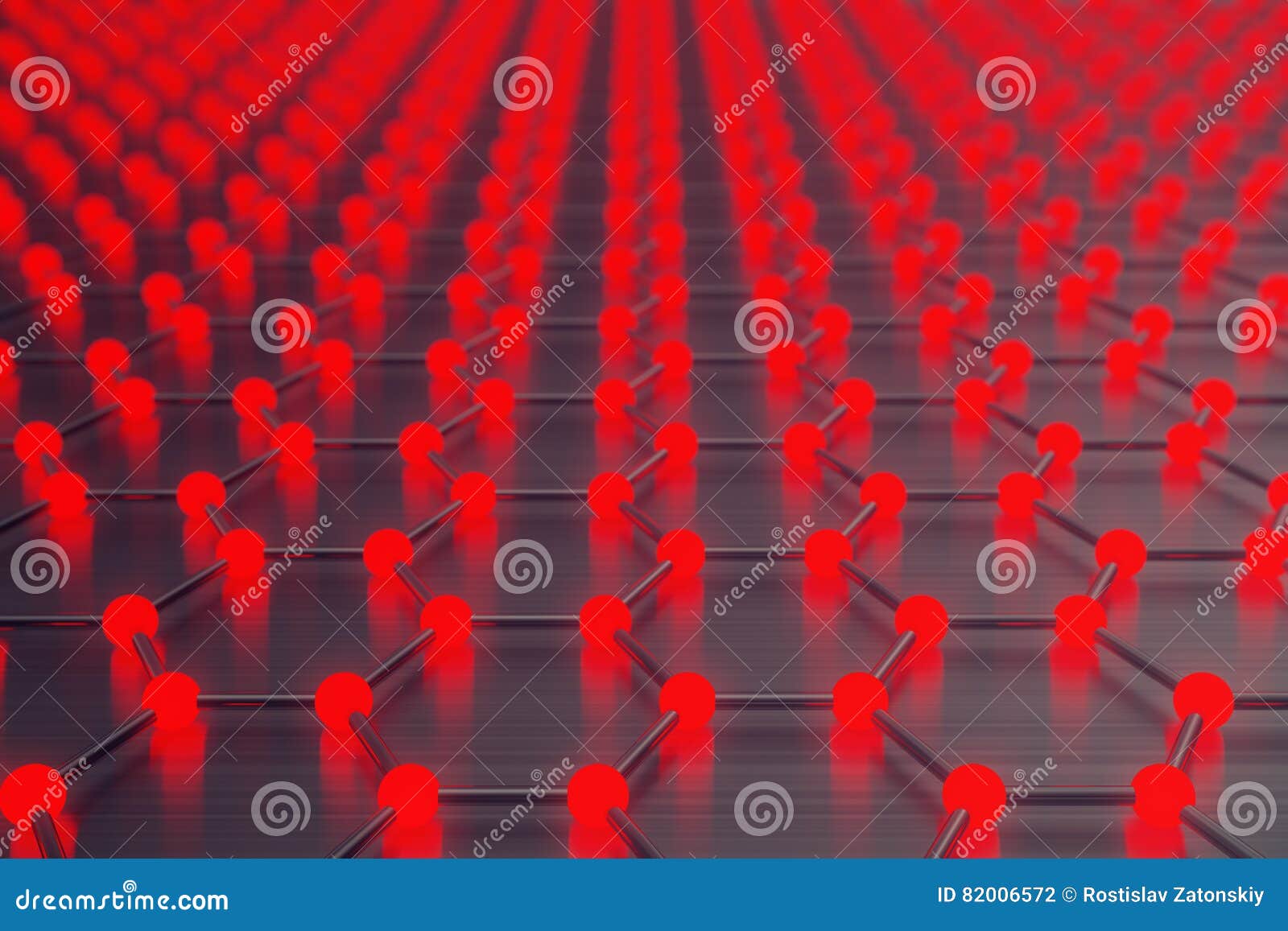 Rendering Red Abstract Nanotechnology Hexagonal Geometric Form Close-up ...