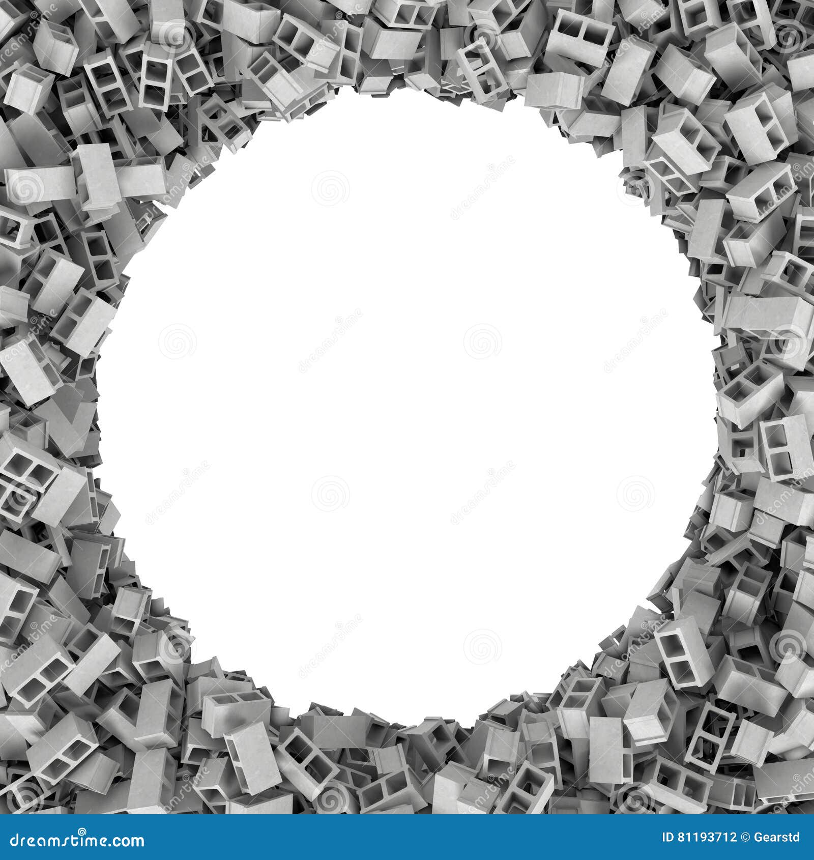 Rendering Round Frame of Blocks on White Background Stock Illustration ...