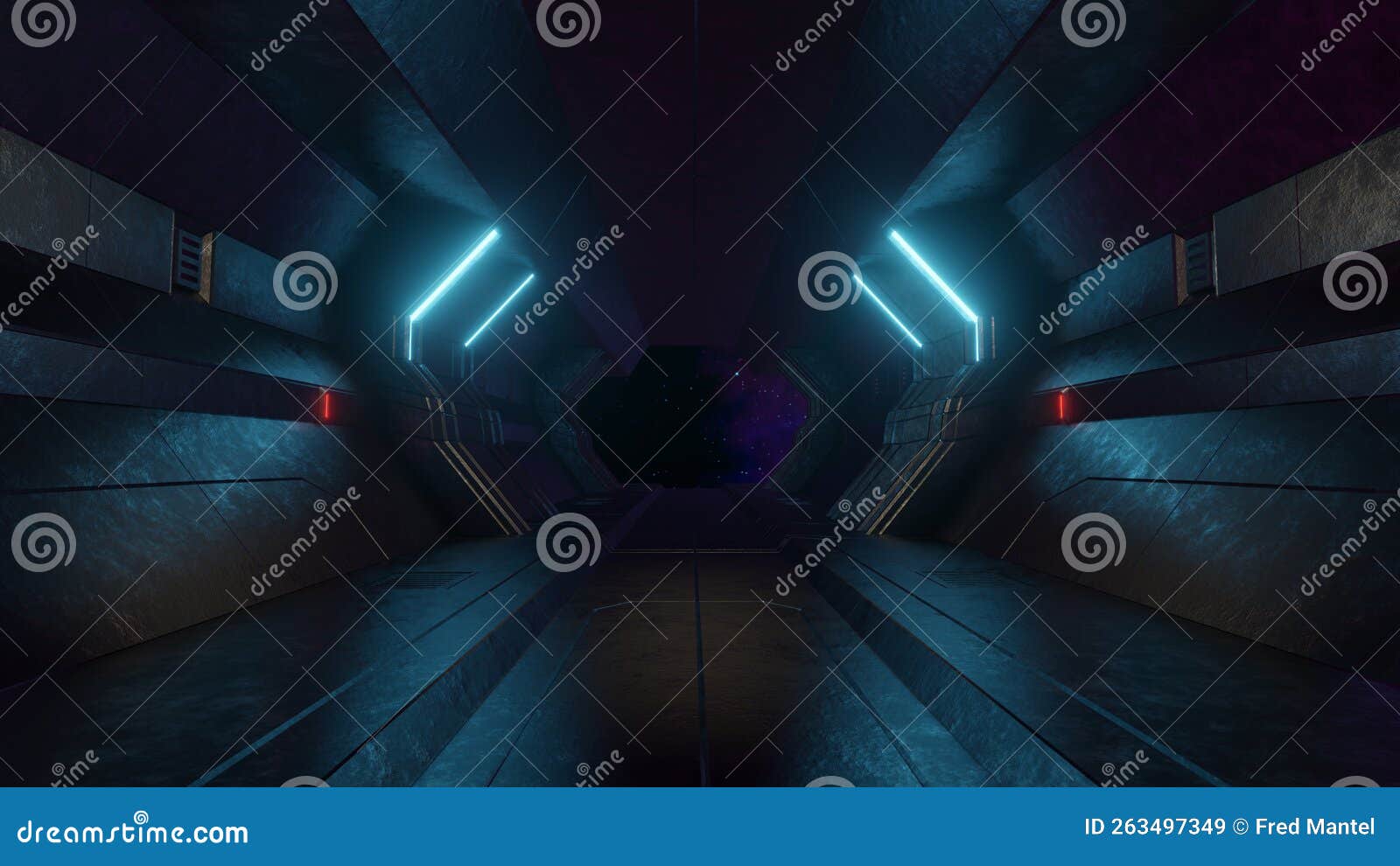 Rendering of a Science Fiction Corridor in Space Station Stock ...