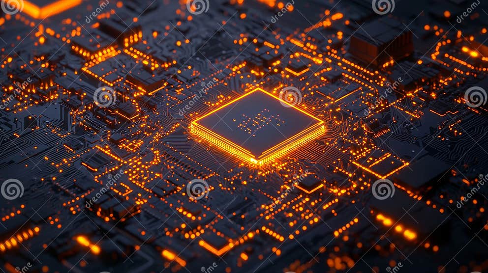 Rendering of a Smart Chip Processor Illustration Containing Buildings ...
