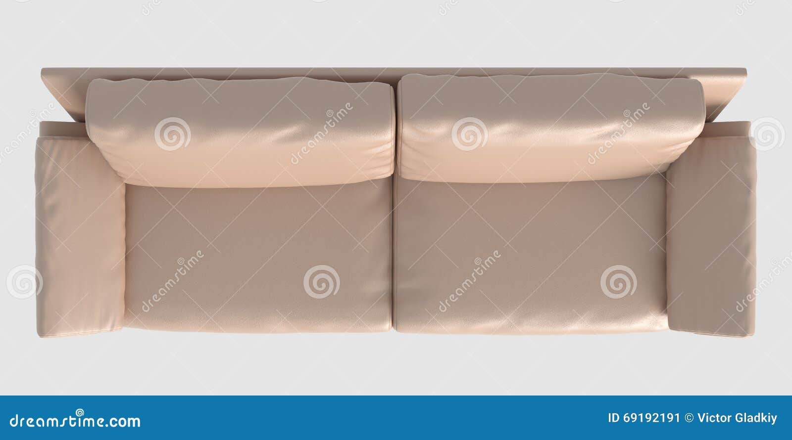 Rendering Sofa Top View on White Stock Illustration - Illustration of ...