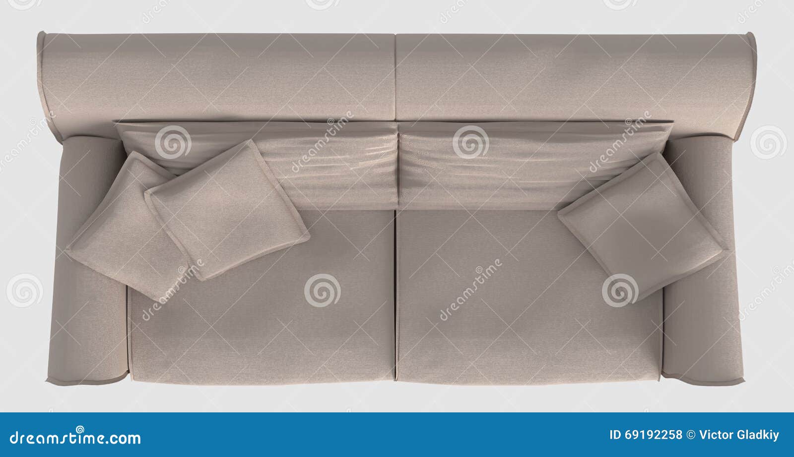 Rendering Sofa Top View on White Stock Illustration - Illustration of ...