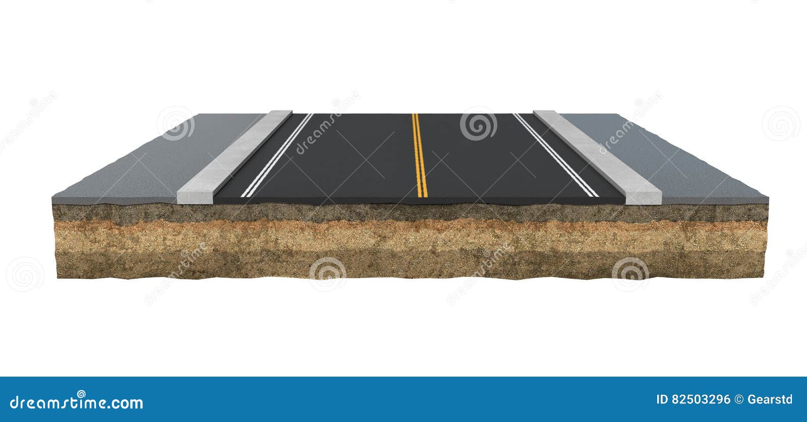 Rendering Square Piece of Asphalt Road Isolated on the White Background ...