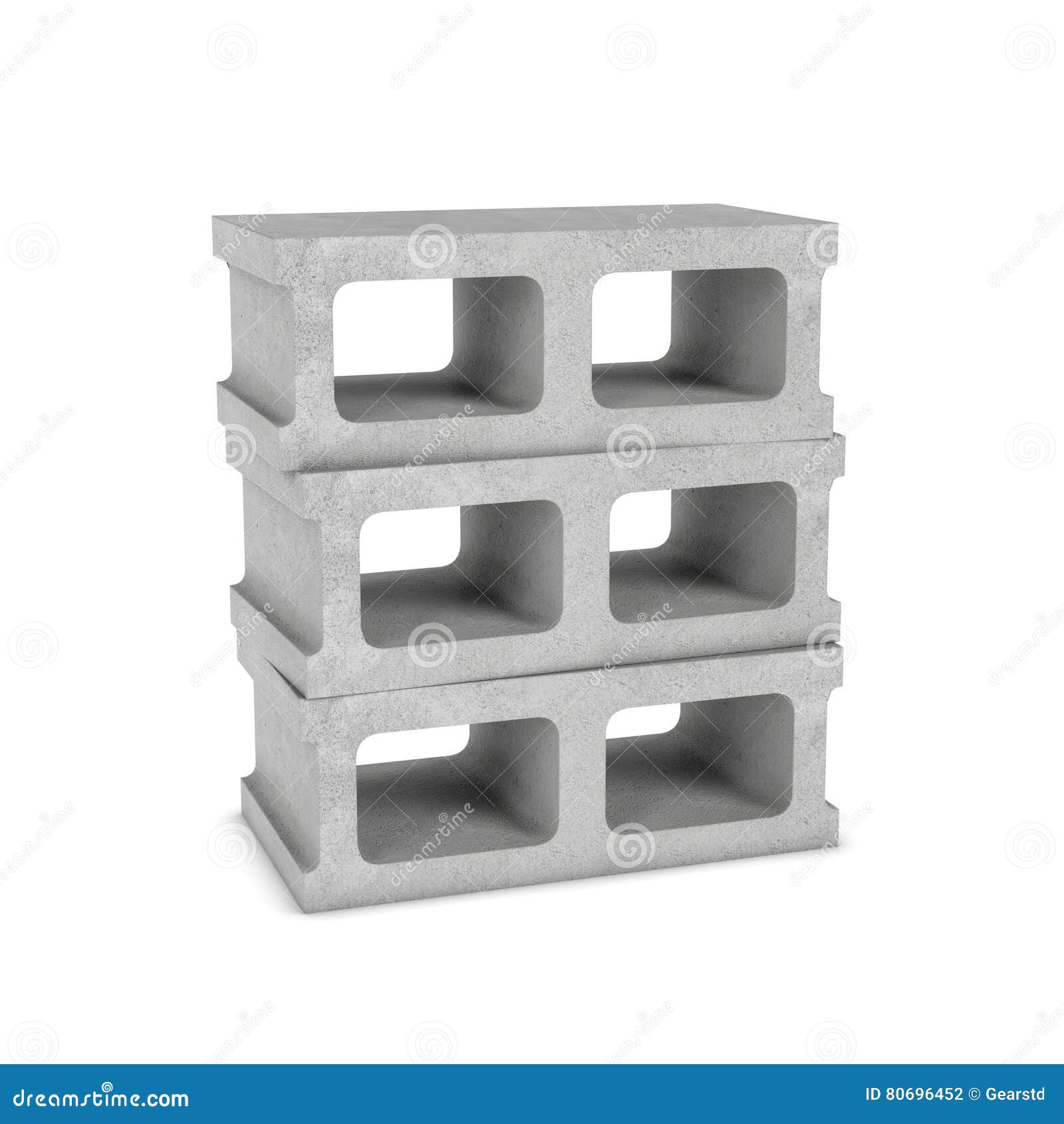 Rendering Of Three Cinder Blocks Isolated On The White Background ...