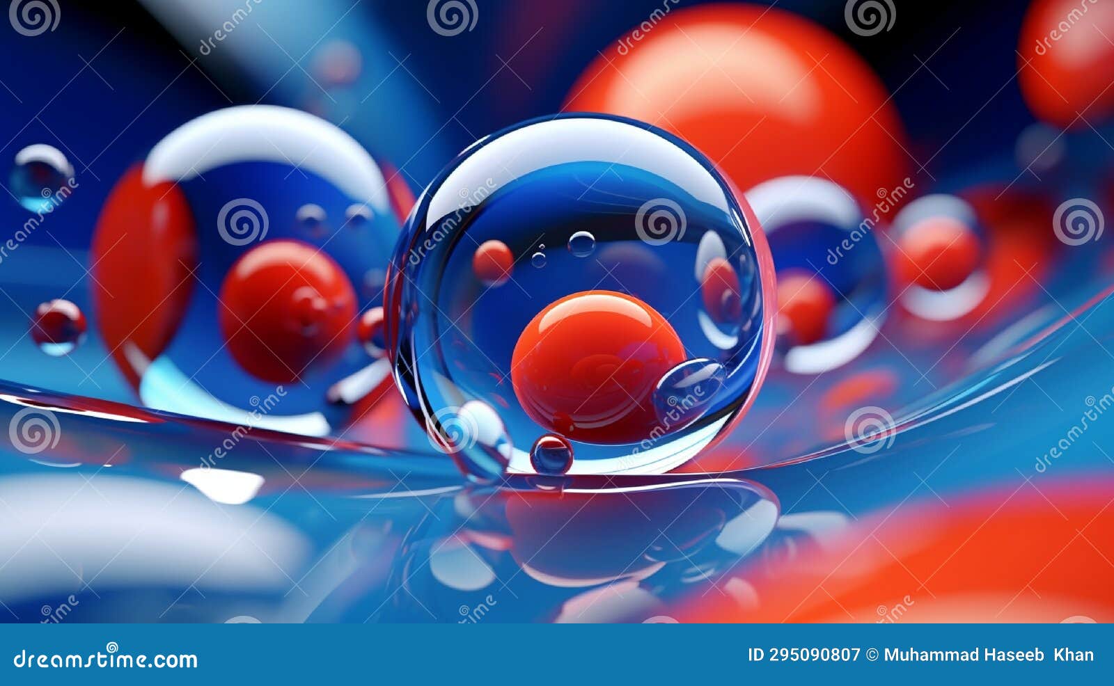 Rendering in Three Dimensions, with a Blue Background and Abstract ...