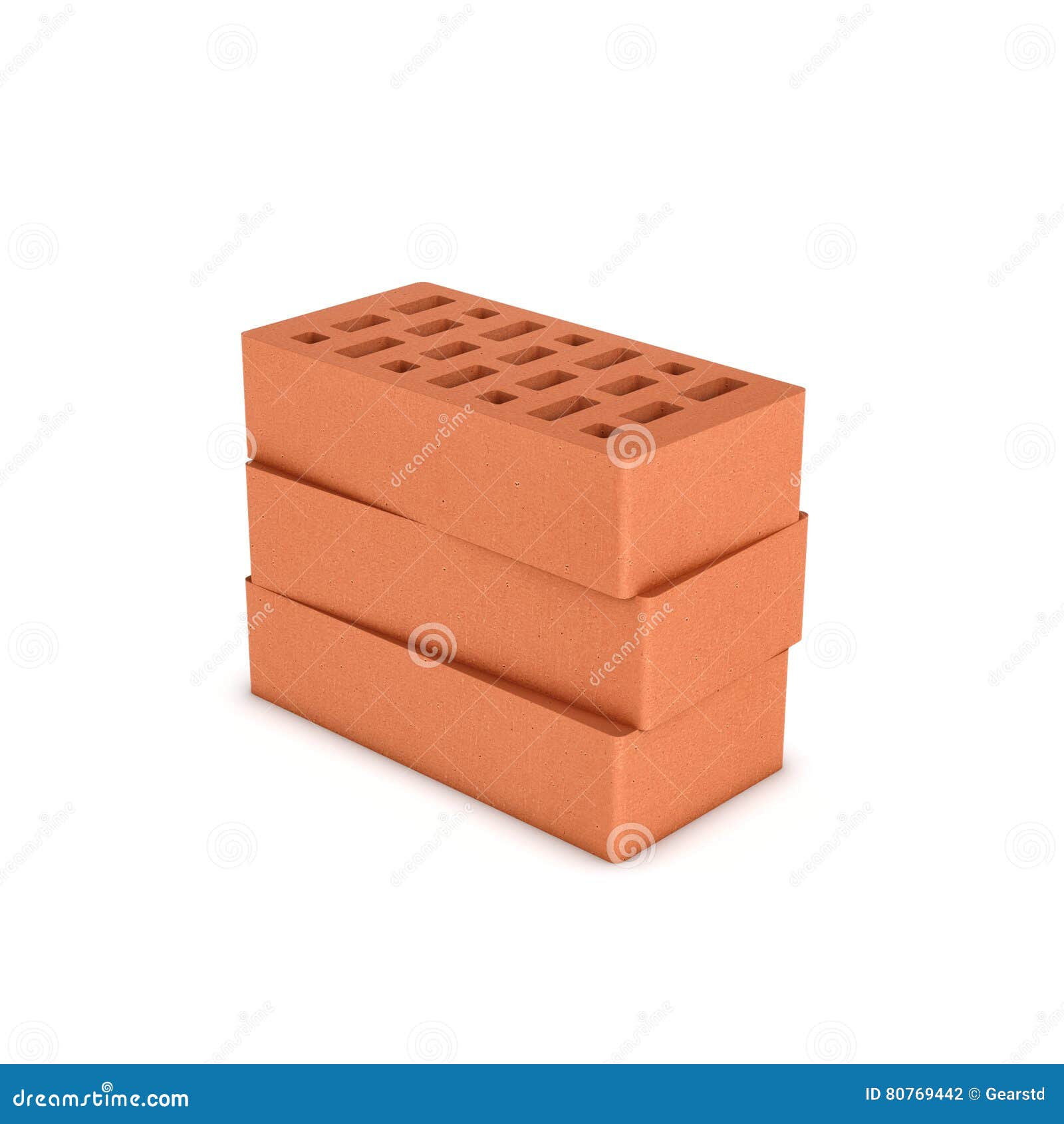 Rendering of Three Face Bricks Isolated on a White Background Stock ...
