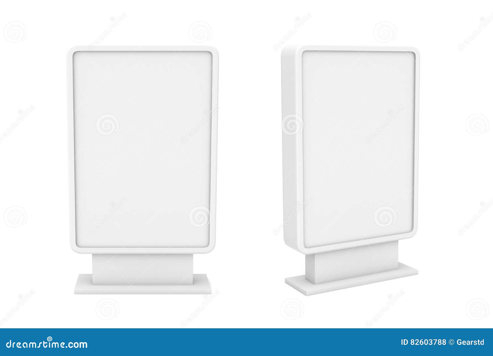 Rendering of Two Small White Blank Street Billboards without Ads Stock ...