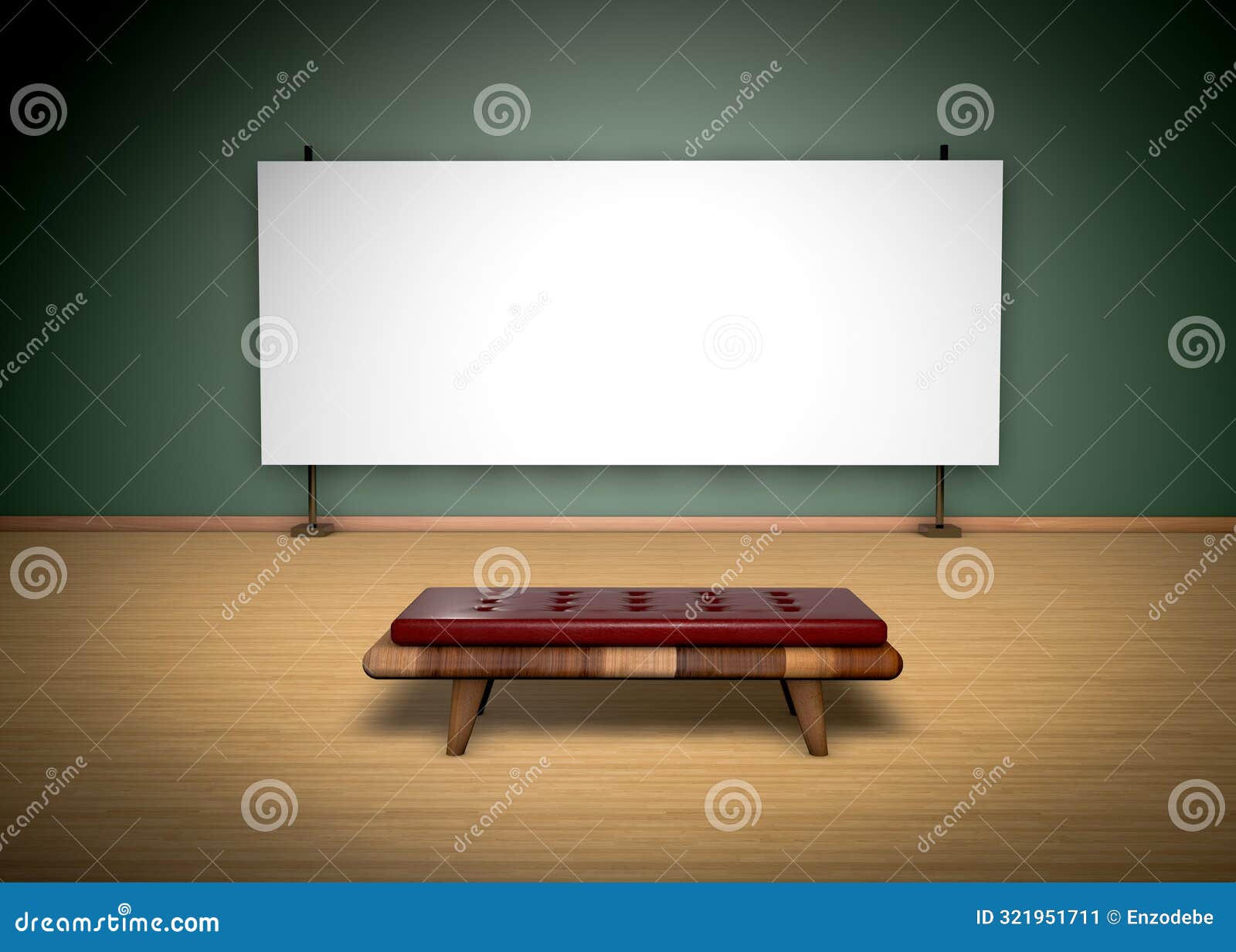 Rendering Virtual Room with Bench and Large Screen for Exhibit-type ...