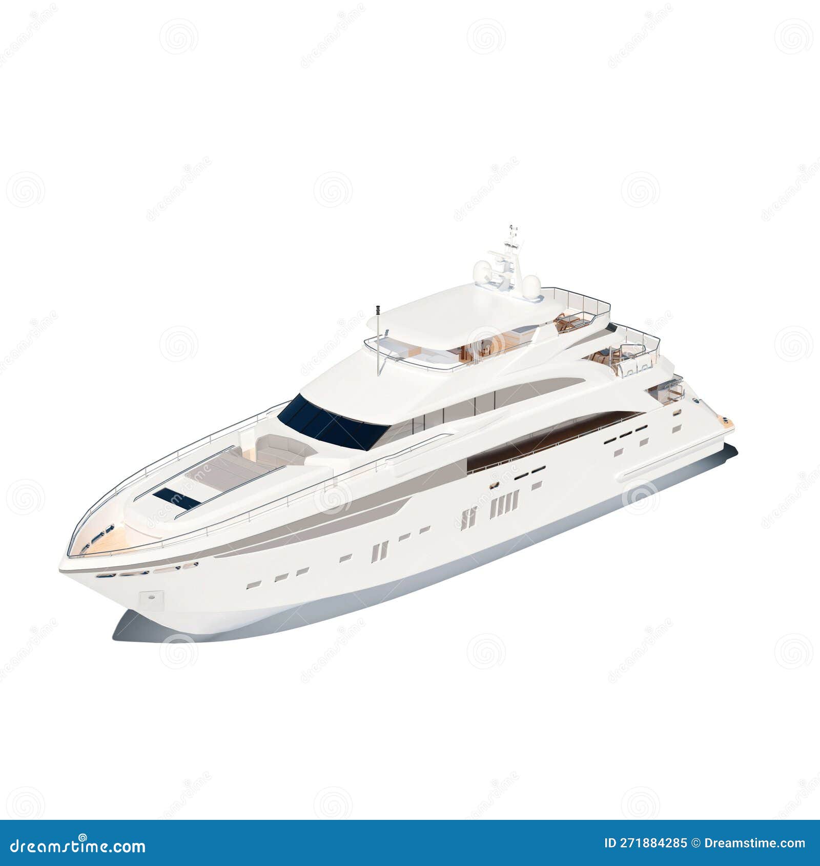 Rendering of a White Yacht Floating in the Water Stock Illustration ...