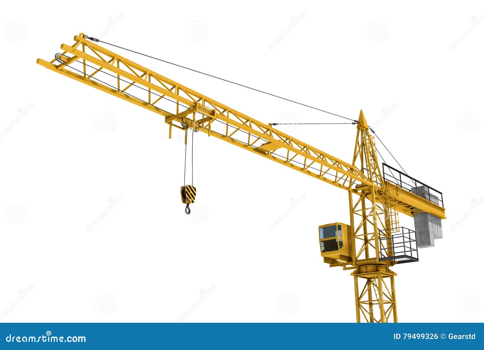 Rendering of Yellow Construction Crane Isolated on White Background ...