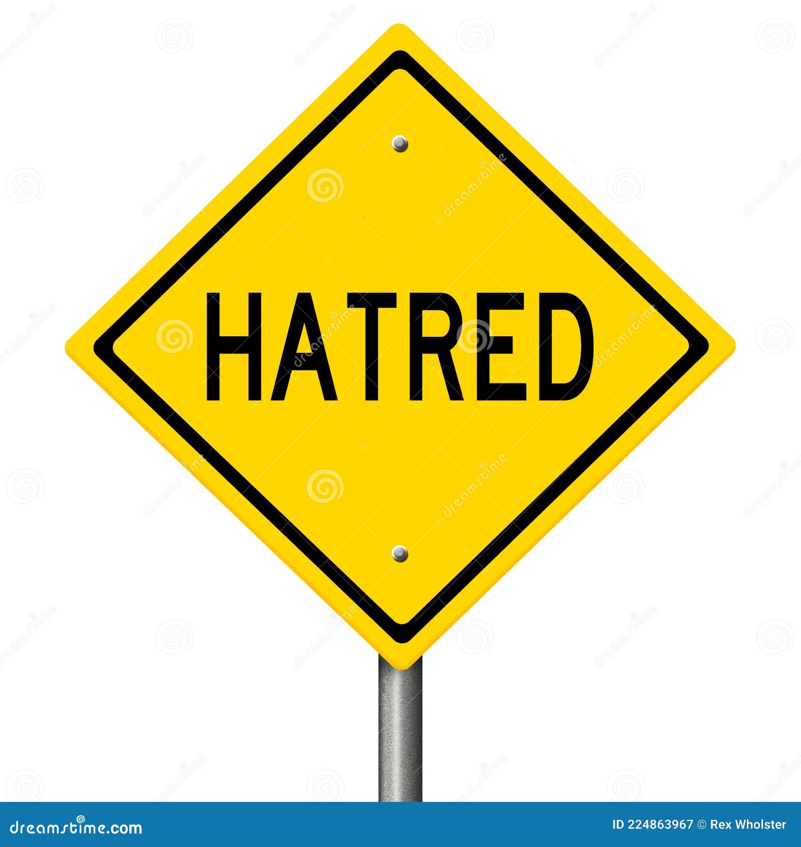 Rendering of a Yellow Highway Sign HATRED Stock Illustration ...