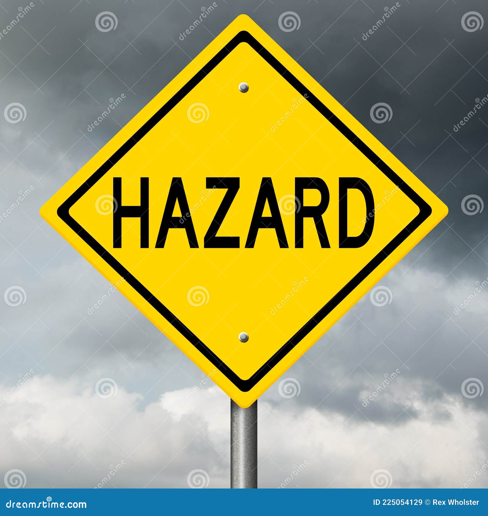 Rendering of a Yellow Highway Sign HAZARD Stock Image - Image of alert ...