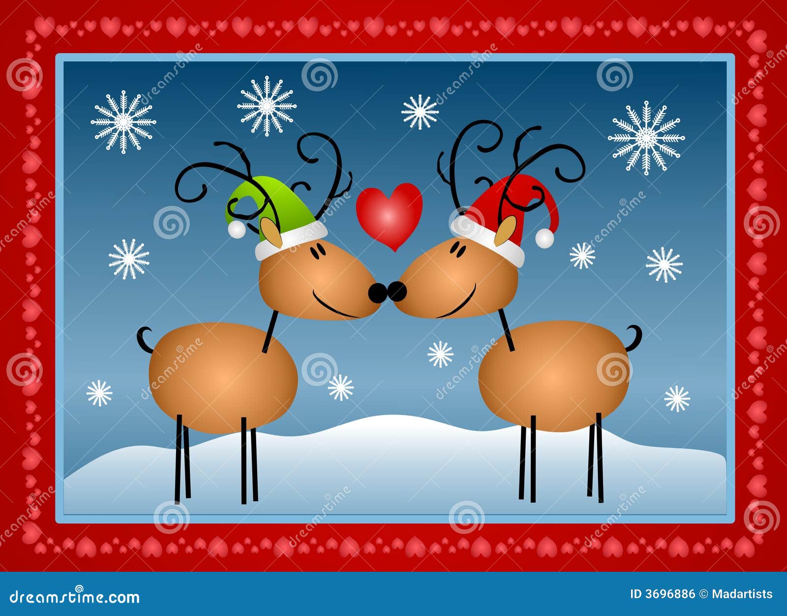 Rendier in Kerstmis Van De Liefde Stock Illustratie - Illustration of ...