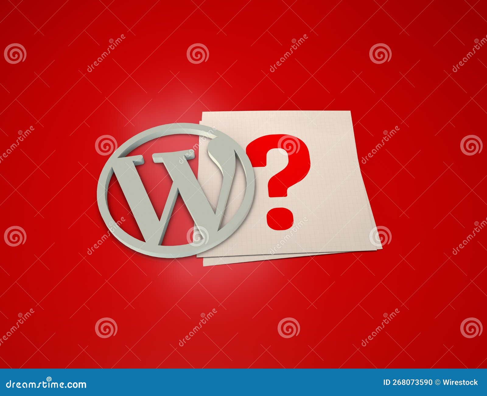 Rendu 3d Du Logo Wordpress Et D'un Point D'interrogation Sur Fond Rouge ...