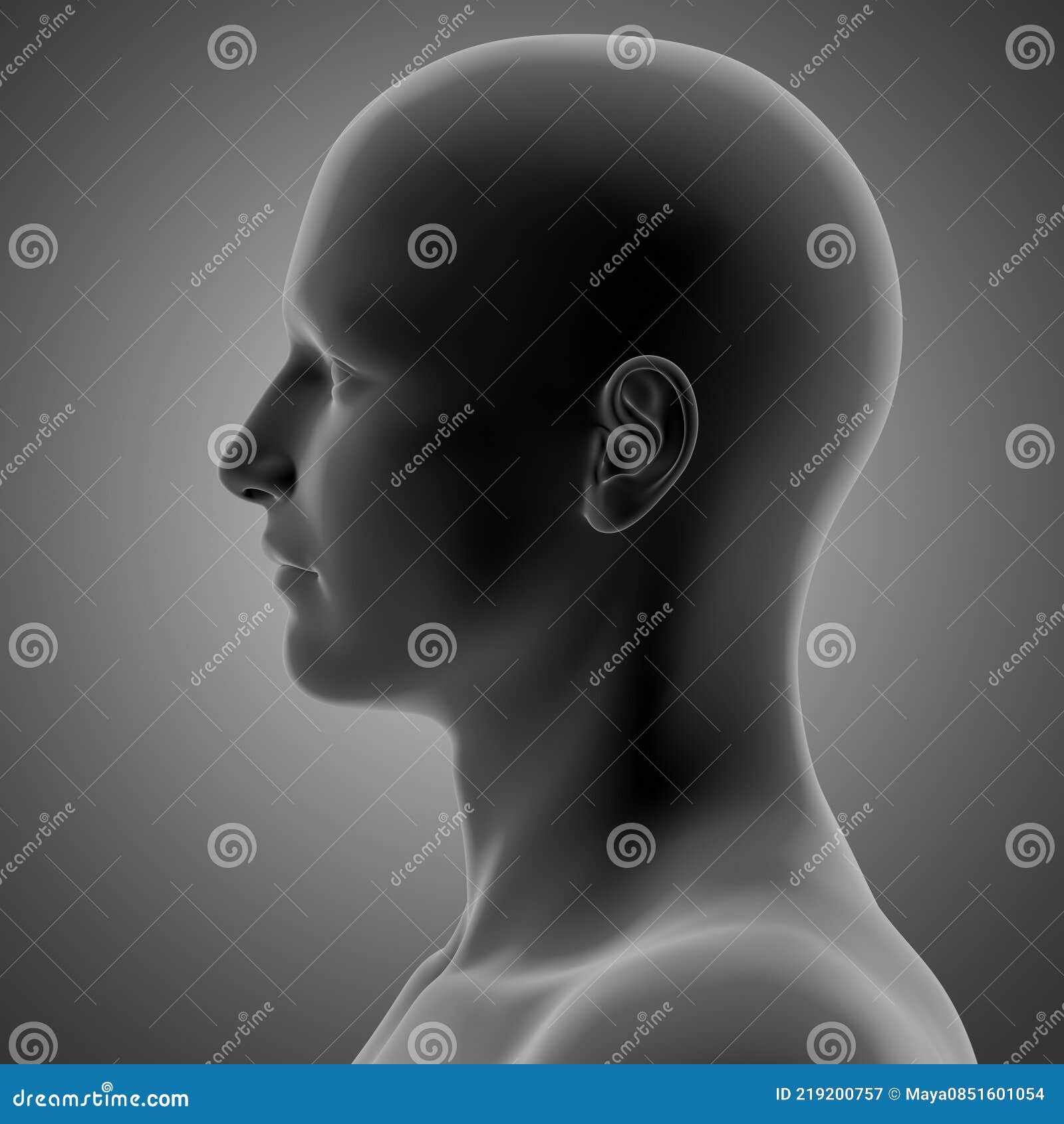 Rendu 3d du visage humain illustration stock. Illustration du ...